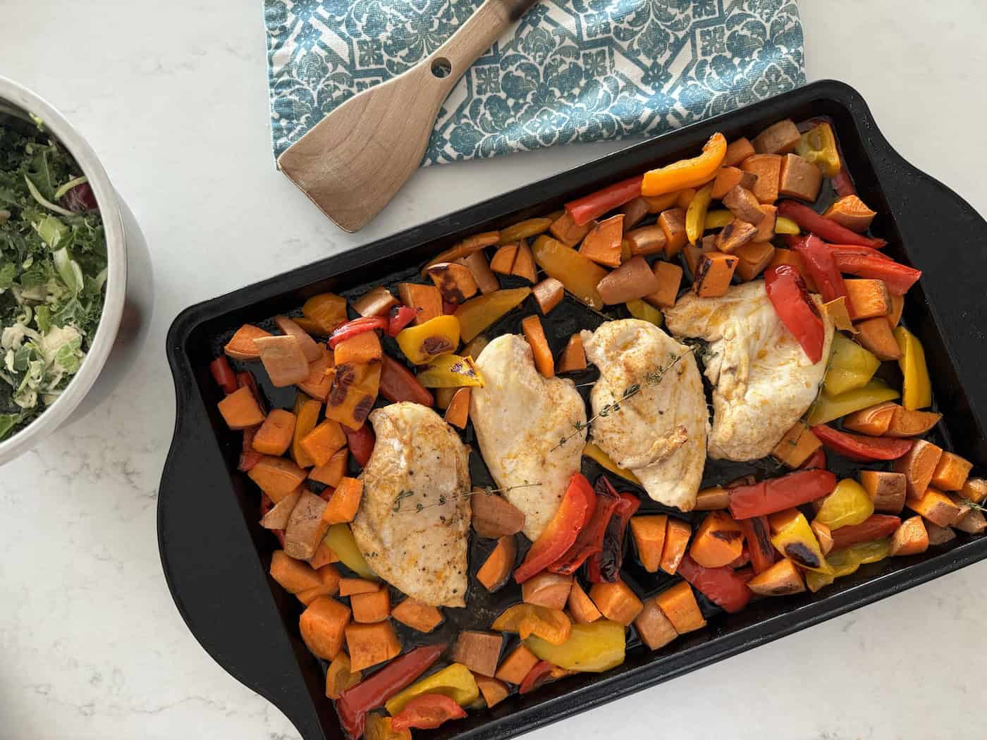 Sweet Potato, Pepper and Chicken Traybake Recipe - OneSmileyMonkey.com